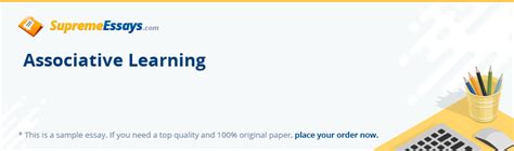 Read Associative Learning Essay Sample For Free At