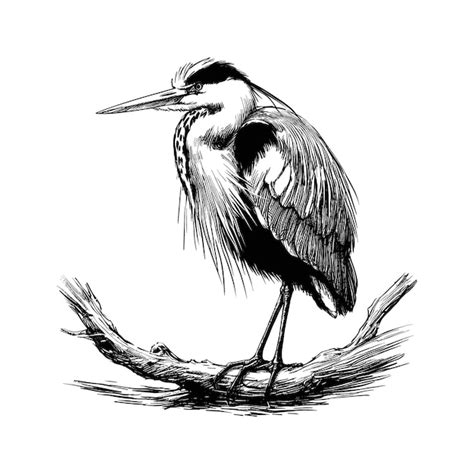 A Drawing Of A Bird On A Tree Branch Premium AI Generated Vector