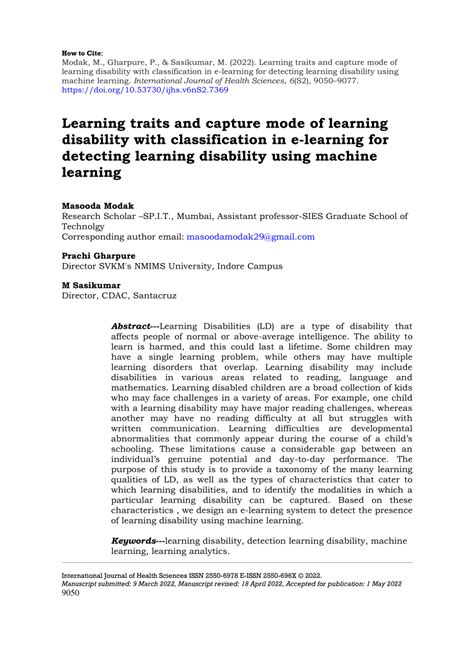 pdf learning traits and capture mode of learning disability with