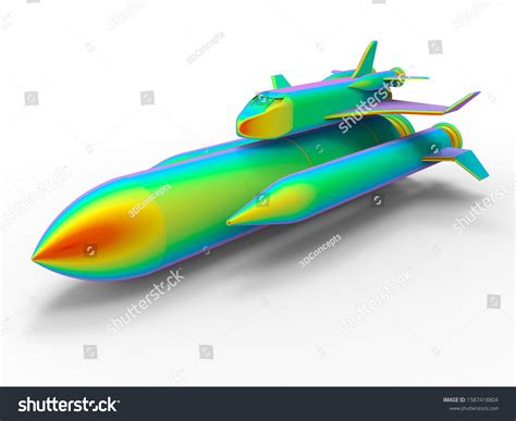 3d Rendering Rocket Finite Element Analysis Stock Illustration