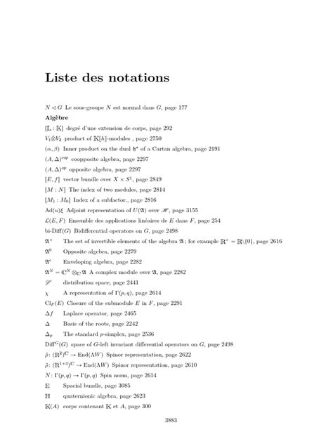 Liste Des Notations Pdf Vector Space Operator Mathematics