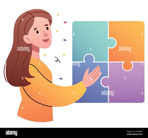 The Girl Assembles A Puzzleconcept Of Logical Thinking Analytical