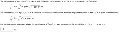 Solved The Path Integral Of A Function F X Y Over A Path C Chegg