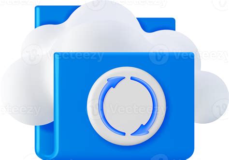 3d Folder In Clouds With File Sync Icon 35711820 Png