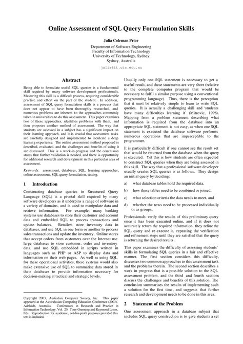 Pdf Online Assessment Of Sql Query Formulation Skills