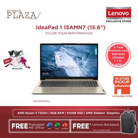 Lenovo IdeaPad 1 15AMN7 15 6 FHD Laptop Ryzen 3 7320U 8GB 512GB SSD ATI W11 82VG0036MJ
