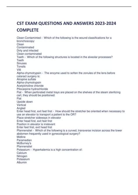 Cst Exam Questions And Answers Complete Cst Stuvia Us