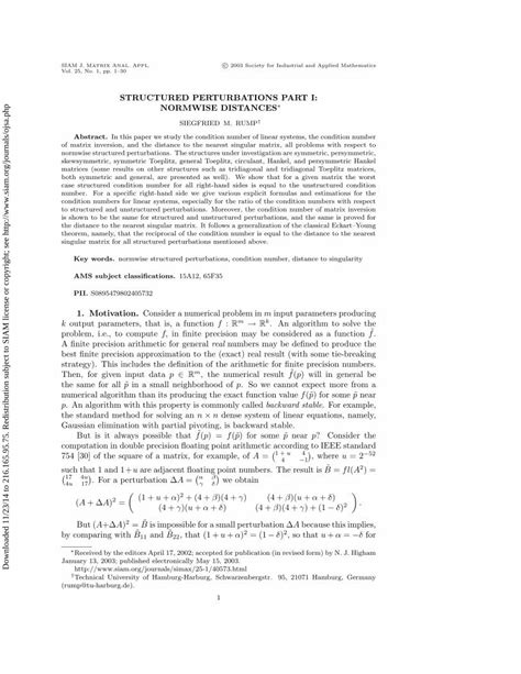 Pdf Structured Perturbations Part I Normwise Distances Dokumen Tips