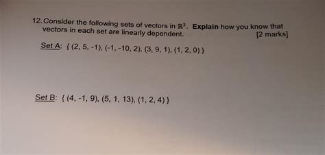 Solved Consider the following sets of vectors in R³ Chegg