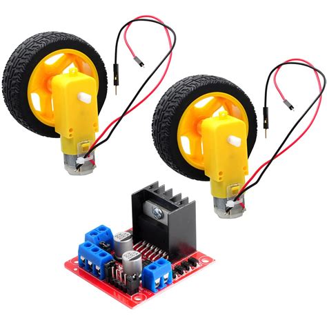 Buy DIYmall TT Motor WithTire Wheel L N Motor Drive Controller Board Module Dual H Bridge DC