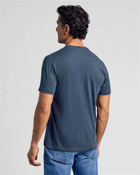 Mens Heather Navy Blue Classic Short Sleeve Crew Neck T Shirt True