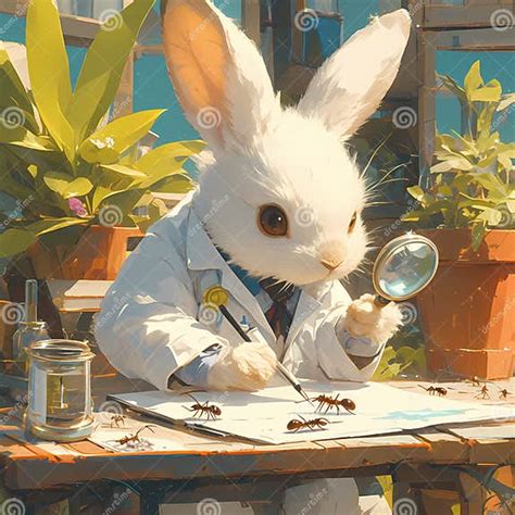 Inquisitive Rabbit Conducts Ecological Research Stock Illustration Illustration Of Animated