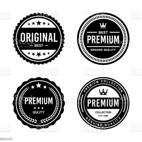 클래식 빈티지 레트로 프리미엄 벡터 배지 엠 블럼 로고 레이블 스티커 스탬프 기호 인감 배너 프레임 컬렉션 세트 Premiere에 대한 스톡 벡터 아트 및 기타 이미지
