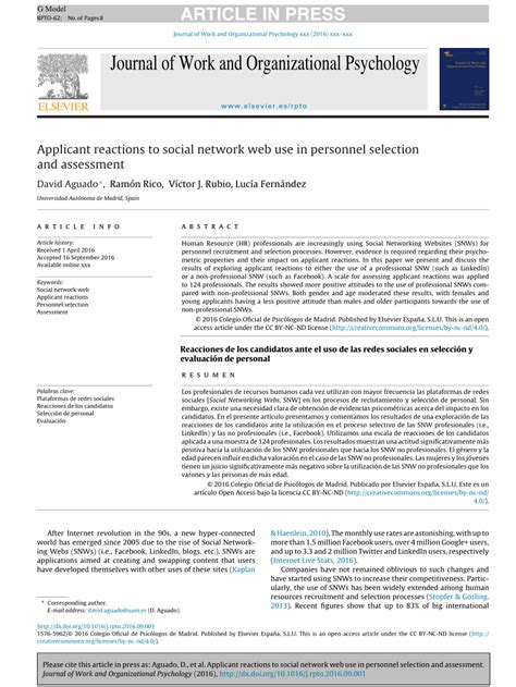 Pdf Applicant Reactions To Social Network Web Use In Personnel