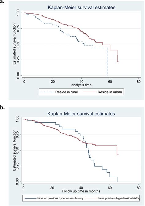 A B Plots Of Kaplan Meier Survivor Functions For Categorical Variables Download Scientific
