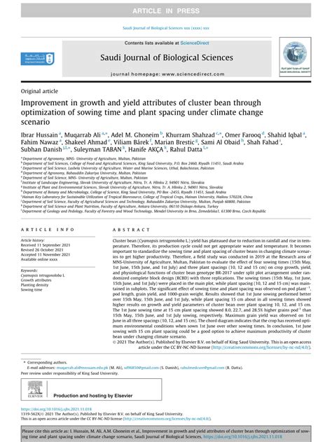 Pdf Improvement In Growth And Yield Attributes Of Cluster Bean