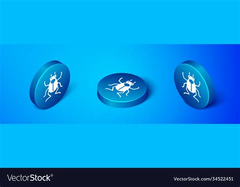 Isometric Beetle Bug Icon Isolated On Blue Vector Image