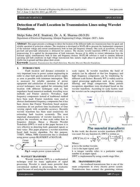 detection of fault location in transmission lines using wavelet transform download free pdf