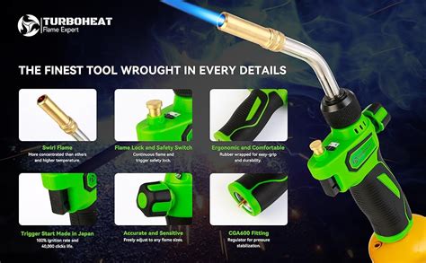Turboheat High Intensity Propane Torch Head Auto Trigger Start Mapp Map Gas Torch