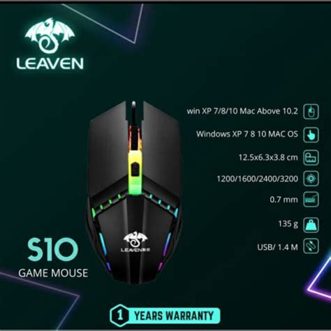 Jual Leaven S10 Mouse Gaming S10 Rgb Impordia Hitam Shopee Indonesia