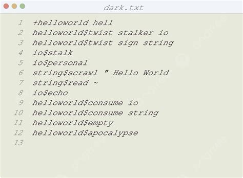 Illustration Of A Sample Hello World Program Written In A Dark