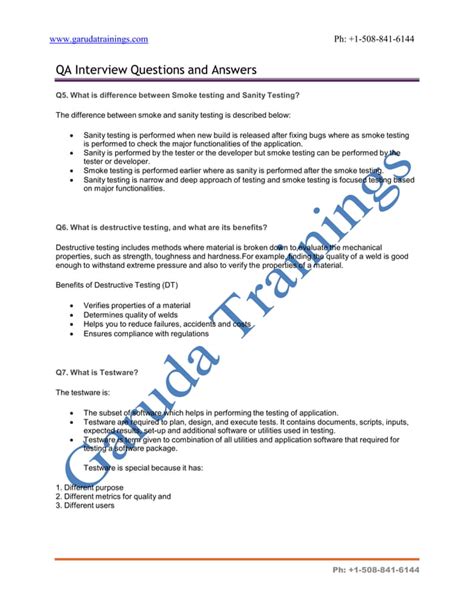 Qa Interview Questions And Answers For Placements Pdf