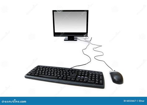 Computer With Flat Screen Isolated Stock Image Image Of Monitor Data 6032667