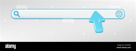 3d Render Search Site Bar With Arrow Cursor Vector Website Element Blank Frame Url Box Design