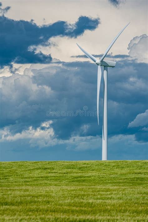Storm Clouds Over Wind Turbines In A Wheat Field Stock Image Image Of Generation Electricity