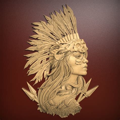 Indian Girl Stl Relief File For Cnc Router Carving Engraving Etsy