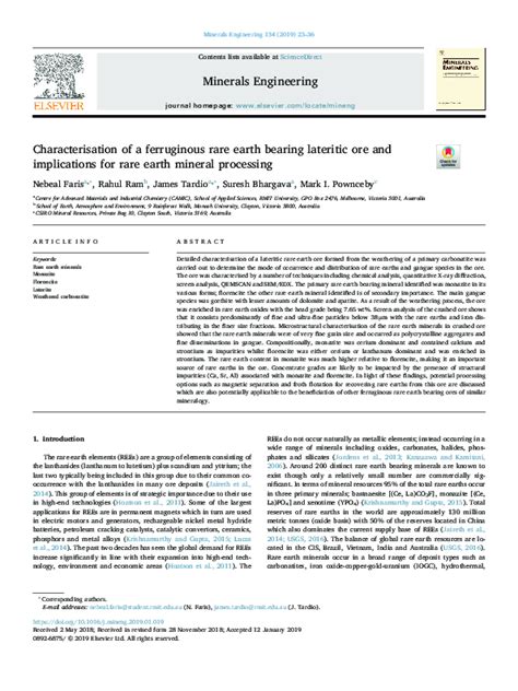 Pdf Characterisation Of A Ferruginous Rare Earth Bearing Lateritic