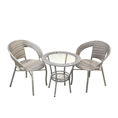 მაგიდა ორი სკამით ნაცრისფერი პე 001გ