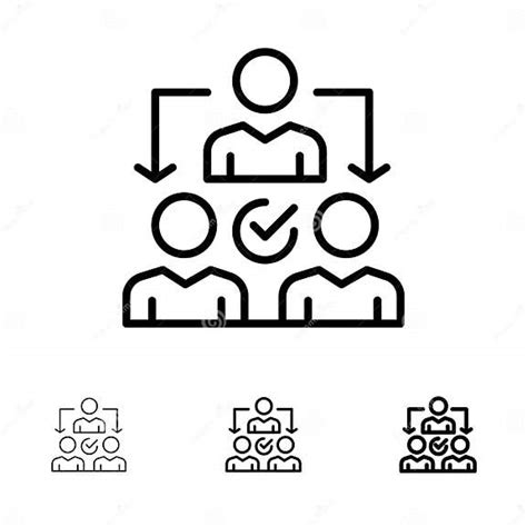 Assignment Delegate Delegating Distribution Bold And Thin Black Line Icon Set Stock Vector