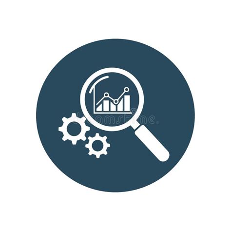 Vector Art Of Data Analysis Icon Featuring A Magnifying Glass Chart And Gears Representing