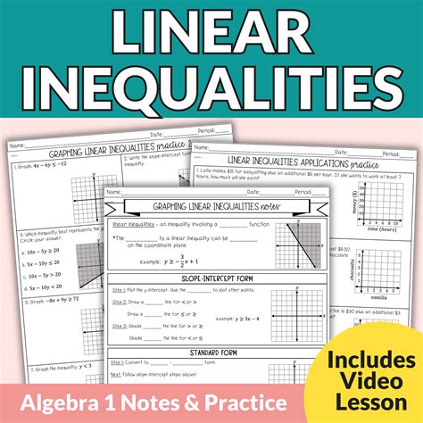 Algebra 1 Graphing Linear Inequalities Worksheet Graphing Linear
