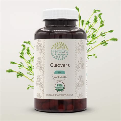 Herbera Cleavers Capsules Organic Herbal Dietary Supplement For