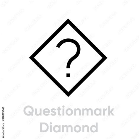 Question Mark Diamond Badge In Flat Style Editable Vector Stroke Single Pictogram Ask Symbol