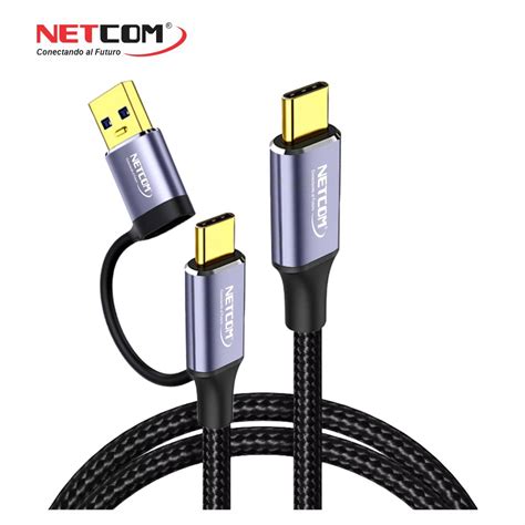 CABLE PREMIUM 2 EN 1 DE USB TIPO C A USB TIPO C O USB TIPO A DE 1 80 METROS CON CONECTORES DE