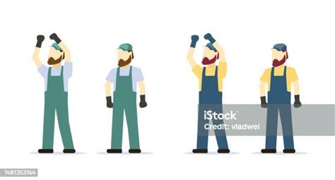 수리공 핸디맨 서비스 전문가 벡터 고립된 그래픽 일러스트 레이 션 평면 만화 수리공 엔지니어 생성자 전문가 사람 균일한 만화 클립아트 이미지에 정비공 노동자 건설 산업에