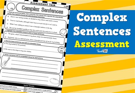 Complex Sentences Assessment Teacher Resources And Classroom Games