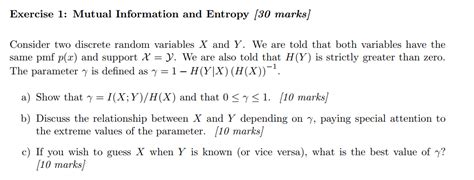 solved exercise 1 mutual information and entropy [30 marks]