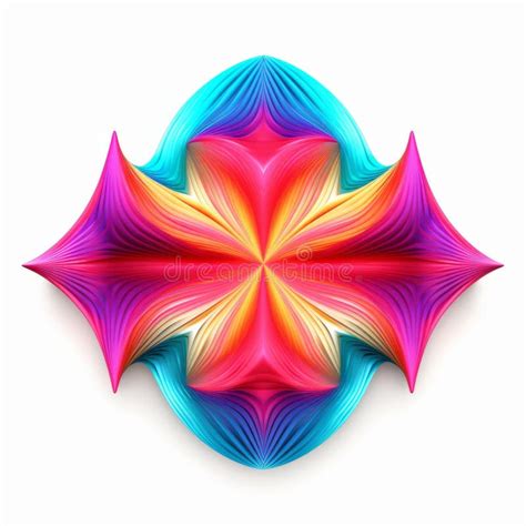 Vibrant Neon Art Design Symmetrical 3d Objects On White Background Stock Illustration