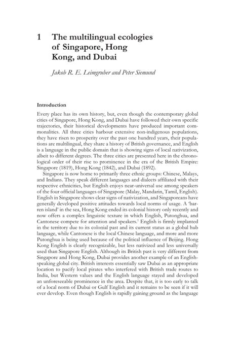 Pdf The Multilingual Ecologies Of Singapore Hong Kong And Dubai