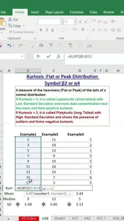 How To Calculate Kurtosis In Excel Shortsviral Shorts Exceltips