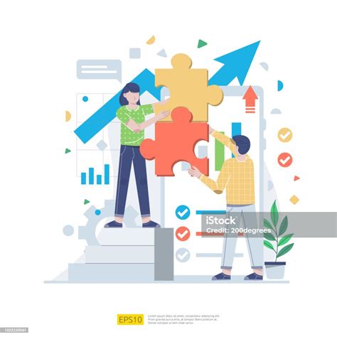 스타트업 직원 팀워크 사무실에서 일하는 남성과 여성의 장면과 몇 가지 계획을 세우십시오 브레인스토밍 회의 협상 서로 대화하는 비즈니스 컨셉 일러스트 개념에 대한 스톡 벡터