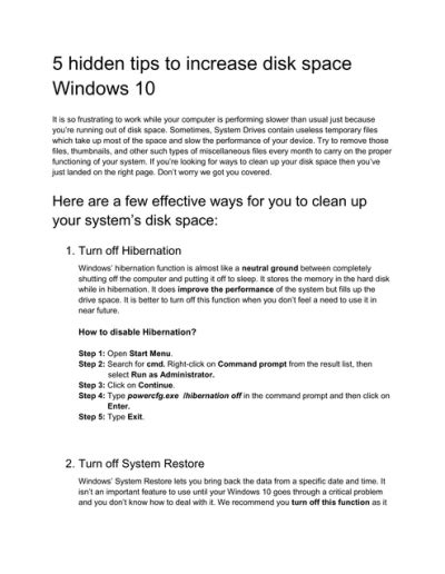 5 Hidden Tips To Increase Disk Space Windows 10