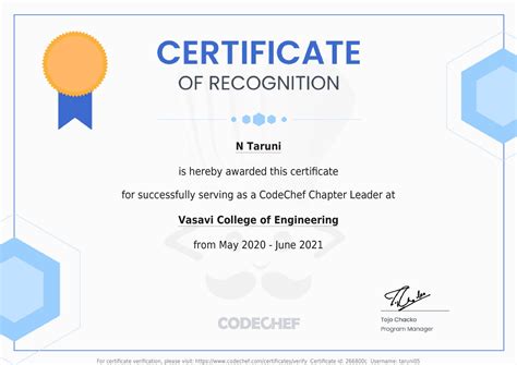 User Certificate Codechef