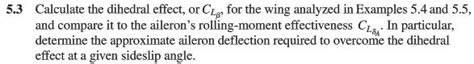 Solved 53 Calculate The Dihedral Effect Or Clβ For The