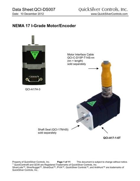 Datasheet Quicksilver Controls Inc
