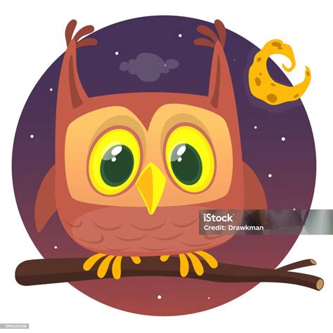 큰 눈을 가진 재미있는 만화 올빼미 벡터 일러스트레이션 인쇄용 디자인 어린이 책 일러스트 레이 션 가공의 인물에 대한 스톡 벡터 아트 및 기타 이미지 Istock
